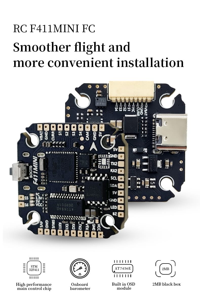D-F411MINI Flight Controller OSD Barometer 2MB Black Box Crossing ...